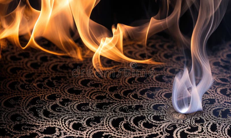 A Close Up of a Fire on a Black Background Stock Illustration ...