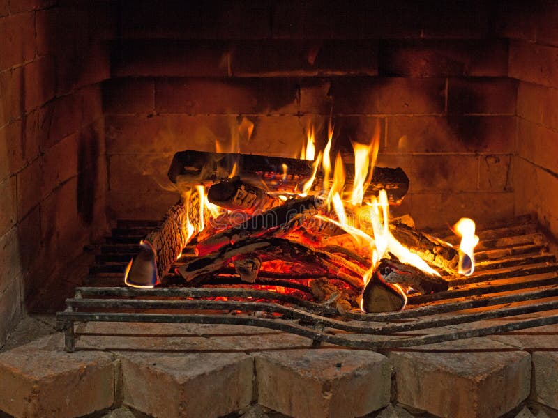 Close Up of Fire Burning in Fireplace Stock Photo - Image of burn ...