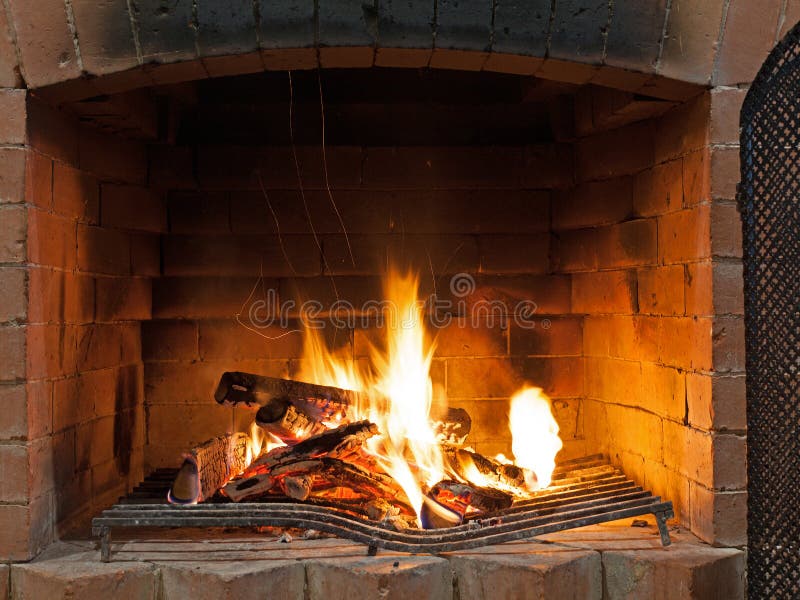 Close Up of Fire Burning in Fireplace Stock Photo - Image of fireside ...
