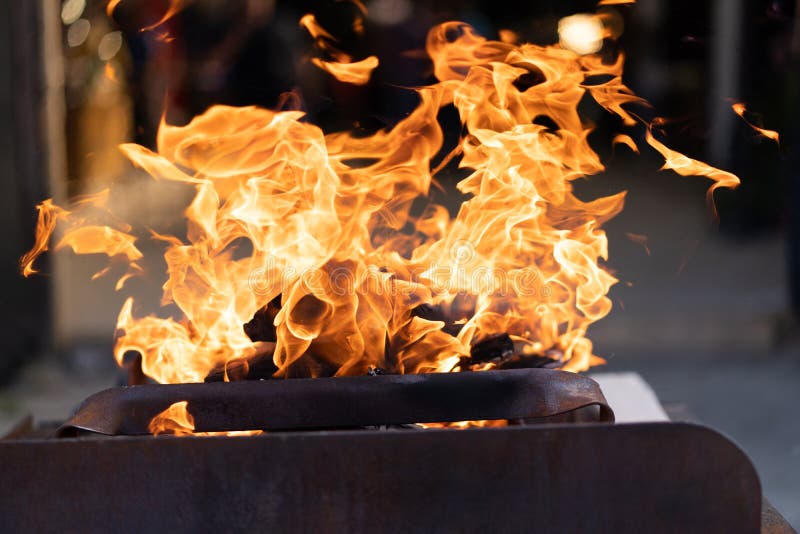 Close Up Fire Flame for Barbecue. Stock Photo - Image of inferno, light ...