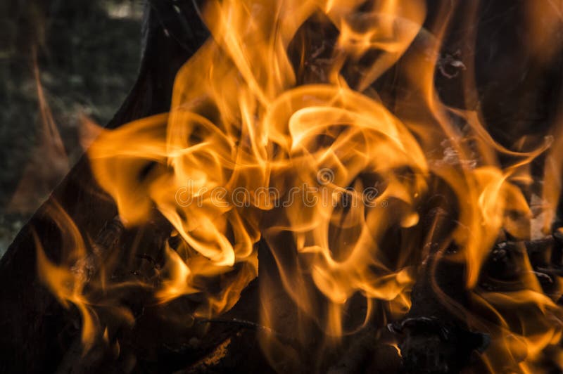 Close-up: Fire Flames in the Outdoors Grill Box for Barbeque Stock ...