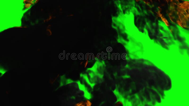 Close Up of Fire Flames and Smoke Transition, Green Screen Chromakey ...