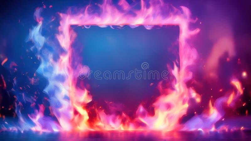 A Close Up of a Fire Frame with a Blue Background Stock Video - Video ...