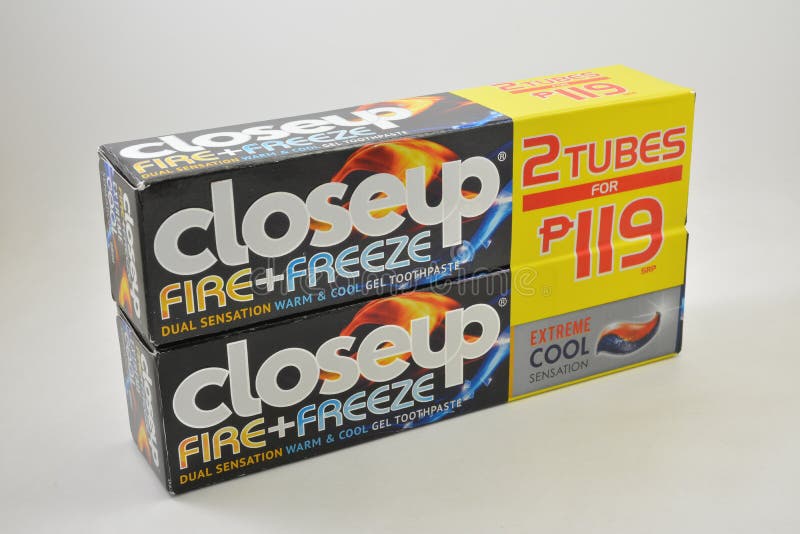 Close Up Fire and Freeze Toothpaste in Manila, Philippines Editorial ...