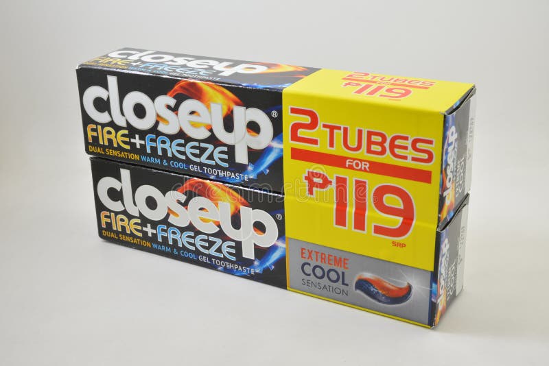 Close Up Fire and Freeze Toothpaste in Manila, Philippines Editorial ...
