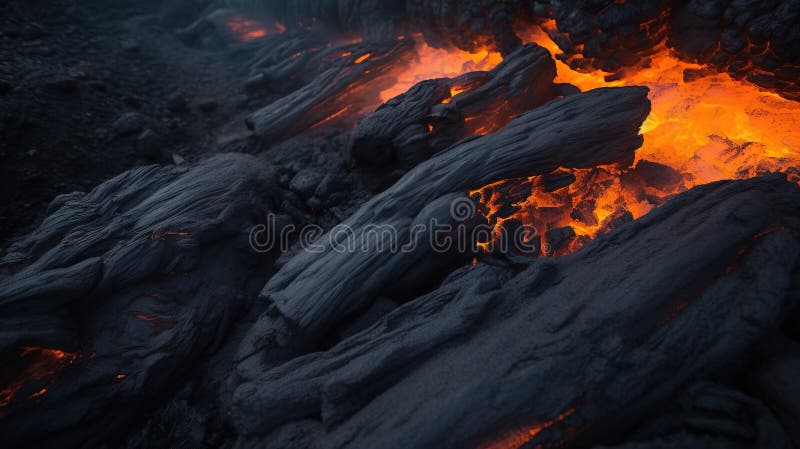 A Close Up of a Fire in the Ground with Rocks Stock Illustration ...