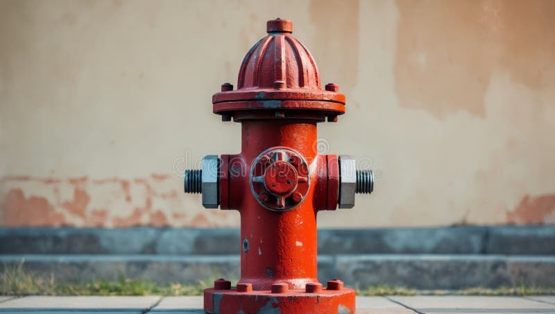 A Close Up of a Fire Hydrant in Front of a Wall Stock Image - Image of ...