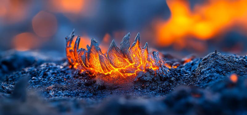A Close Up of a Fire with a Large, Twisted, Icy Branch in the Middle ...