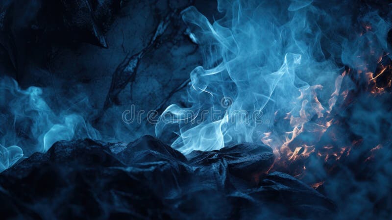 A Close Up of a Fire and Some Blue Flames, AI Stock Photo - Image of ...
