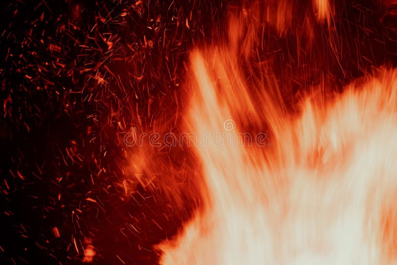 Close-up of Fire Sparks Flying in a Dynamic Pattern Stock Image - Image ...