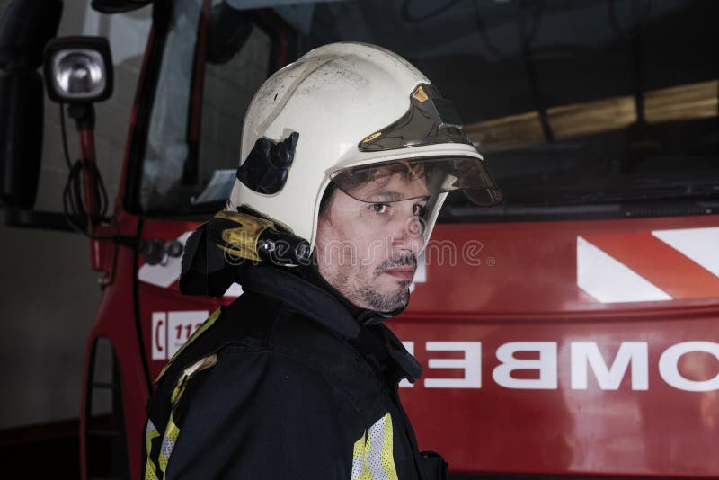 Close-up of a Fireman at the Station Stock Photo - Image of emergency ...