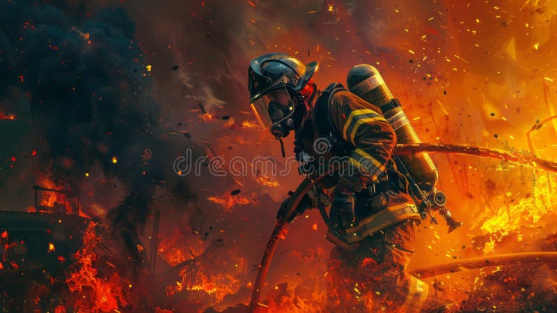 Close-up of Fireman Worker Portrait. Emergency Assistance, Saving Lives ...