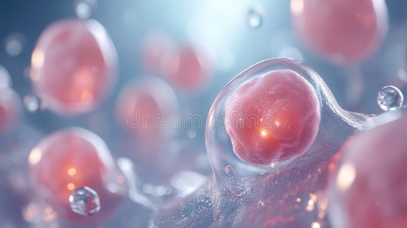 Close-Up of the First Few Cells of an Embryo Under a Microscope Stock ...