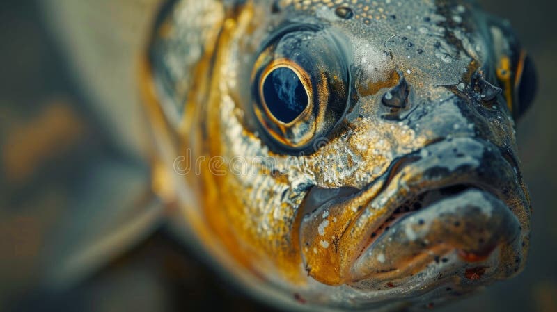 A Close Up of a Fish with Big Eyes and Mouth, AI Stock Illustration ...