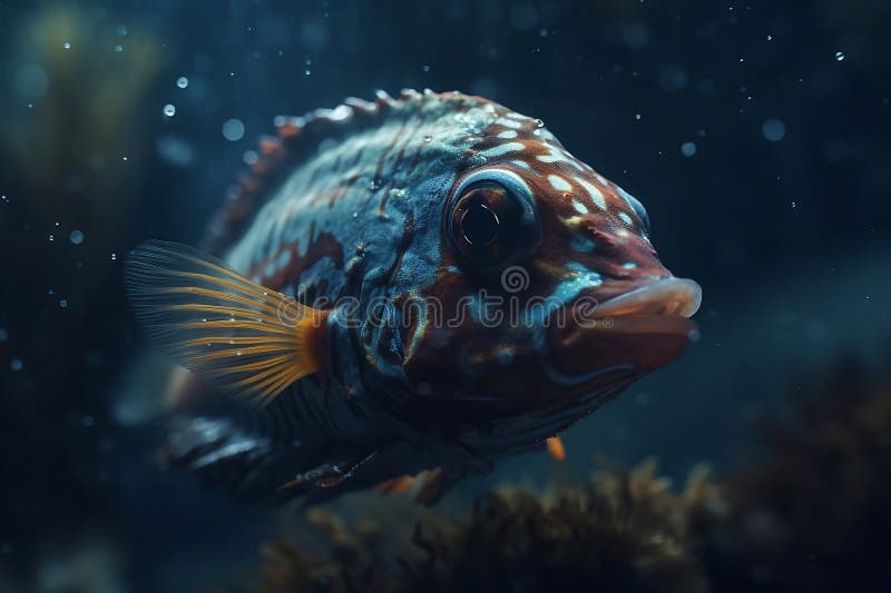 Close-up on a Fish. Generative AI. Stock Illustration - Illustration of ...