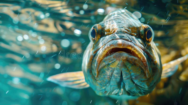 Close-up of a Fish with Its Mouth Wide Open. Suitable for Aquatic ...