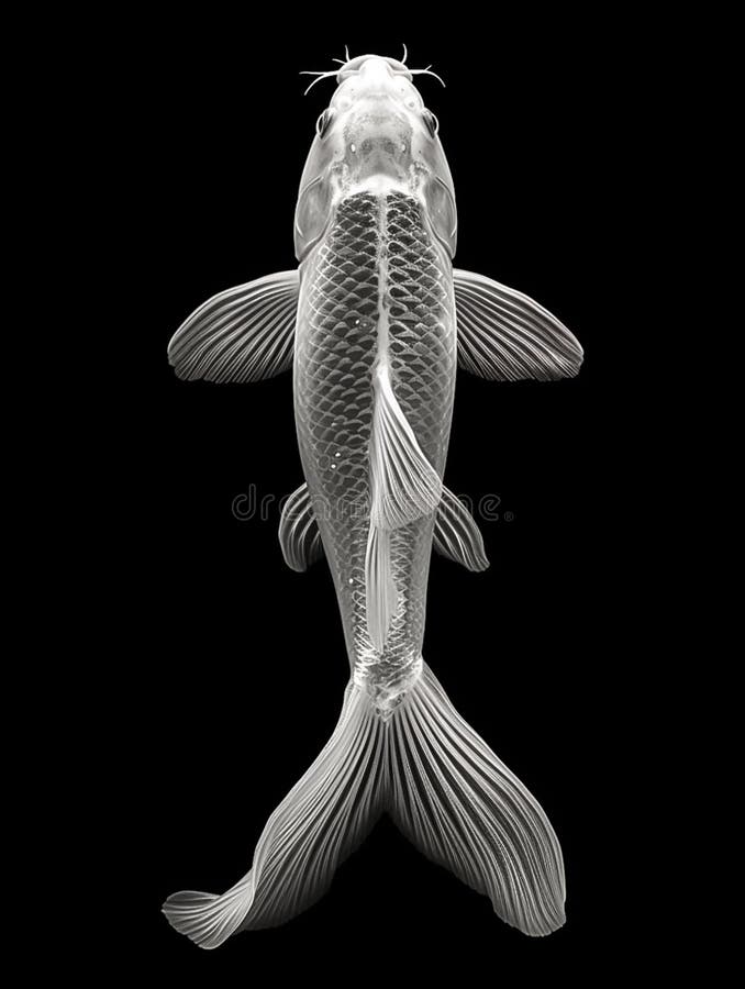 A Close Up of a Fish with a Long Tail and a Black Background Stock ...