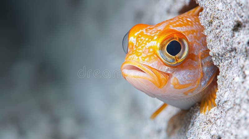 A Close Up of a Fish Peeking Out from Behind Some Rocks, AI Stock Image ...