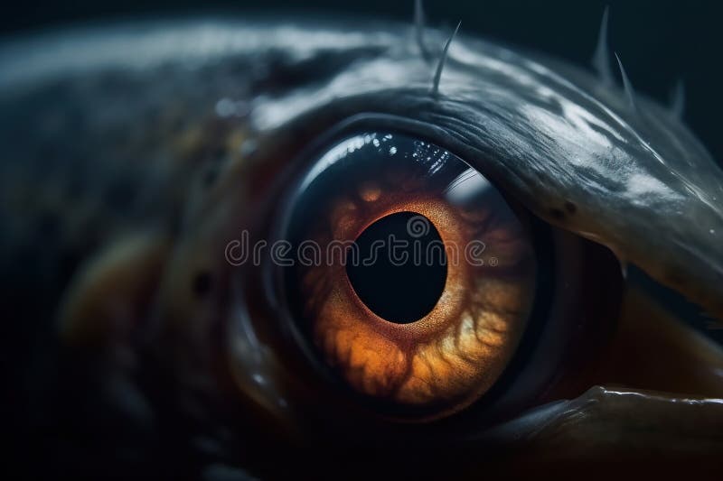 A Close Up of a Fish S Eye with a Black Background Stock Illustration ...