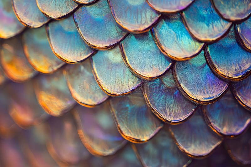 A Close-up of a Fish Scale Pattern with Shimmering Iridescent Details ...