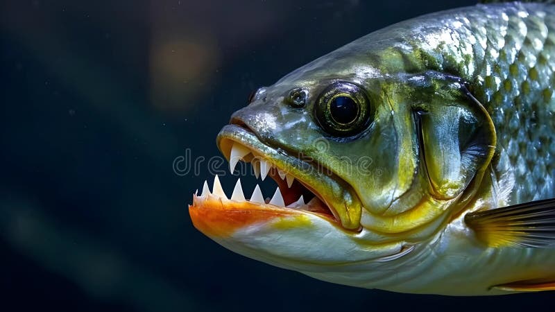 A Close Up of Sharp Piranha S Teeth Stock Illustration - Illustration ...