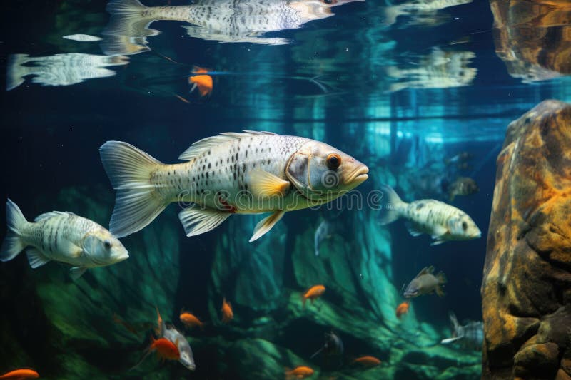 Close-up of Fish Swimming in Clean Water Tanks Stock Illustration ...