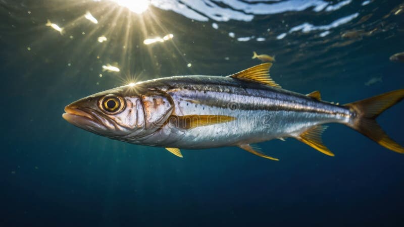 A Close-up of a Fish Swimming Underwater, Illuminated by Sunlight from ...