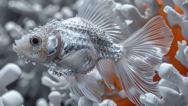 A Close Up of a Fish Swimming in the Water with Bubbles, AI Stock Photo ...