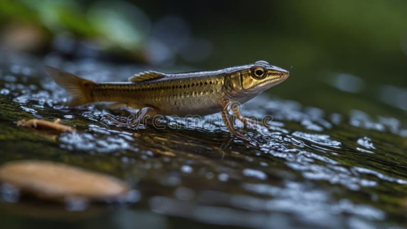 A Close-up of a Fish Walking on a Wet Surface, Showcasing Its Unique ...