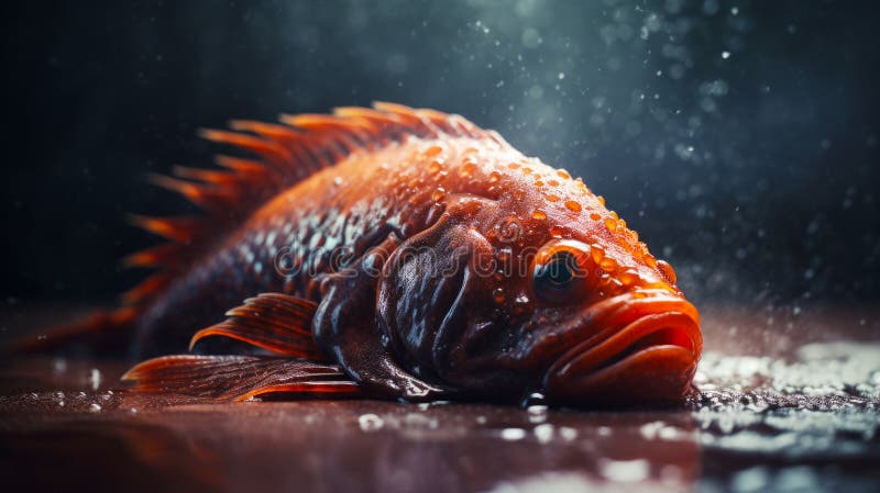 Close Up of Fish with Water Droplets on it S Face. Generative AI Stock ...