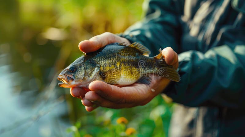 Close-up of a Fisherman Holding a Fish in His Hands Stock Image - Image ...