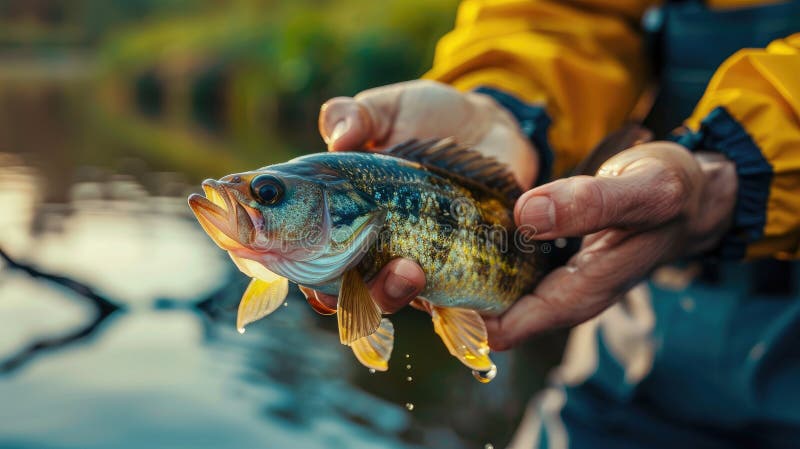 Close-up of a Fisherman Holding a Fish in His Hands Stock Photo - Image ...