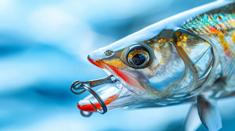 Close-up of a Fishing Lure Featuring a Highly Realistic Transparent ...