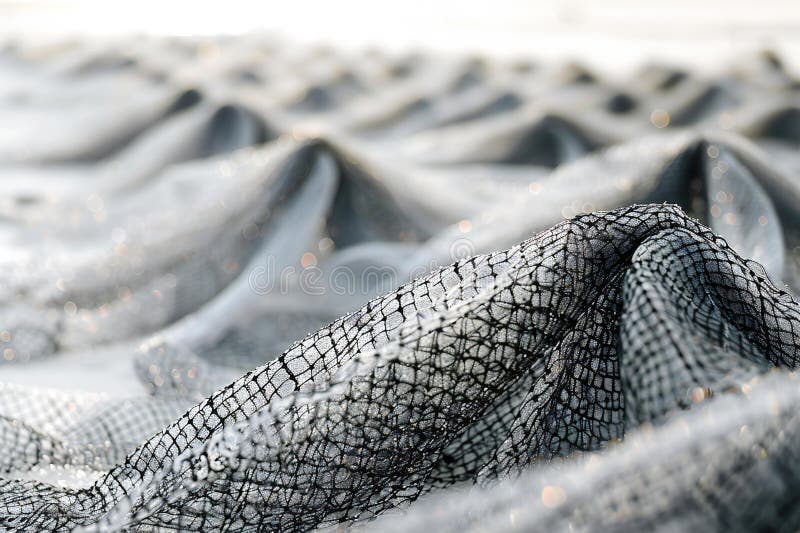 Close Up of Fishing Nets on a White Background, with a Blurred Abstract ...