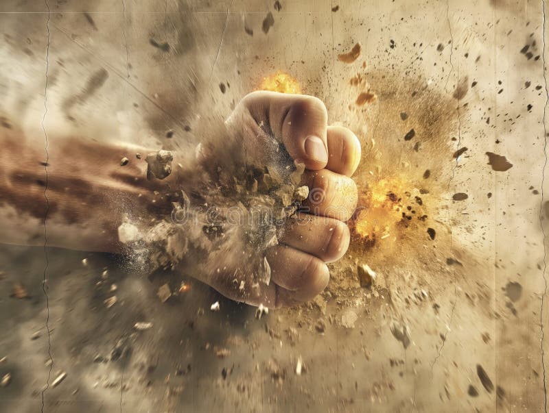 Power Punch Breaking through Barrier Stock Image - Image of demolish ...