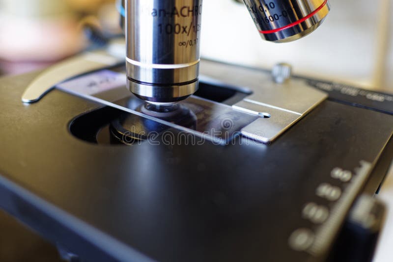 Microscope Objective and Slide Stock Photo - Image of enlargement ...