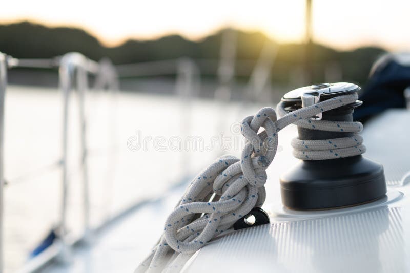 Close Up of a Fixing Rope on a Sailing Yacht Stock Photo - Image of ...