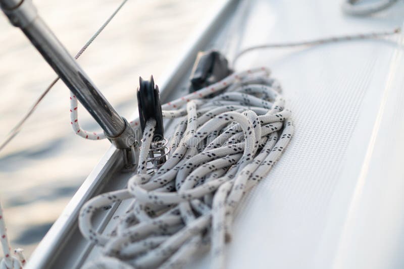 Close Up of a Fixing Rope on a Sailing Yacht Stock Photo - Image of ...