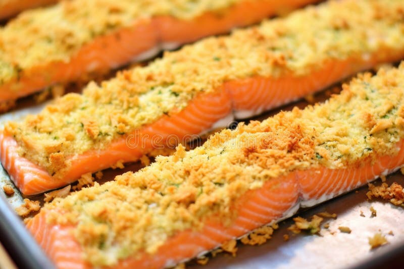 Close-up of Flaky Salmon Texture after Baking Stock Illustration ...
