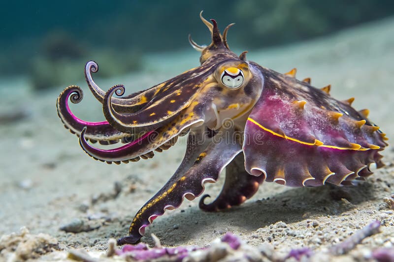 Close Up of Flamboyant Cuttlefish on Sandy Seafloor Stock Image - Image ...