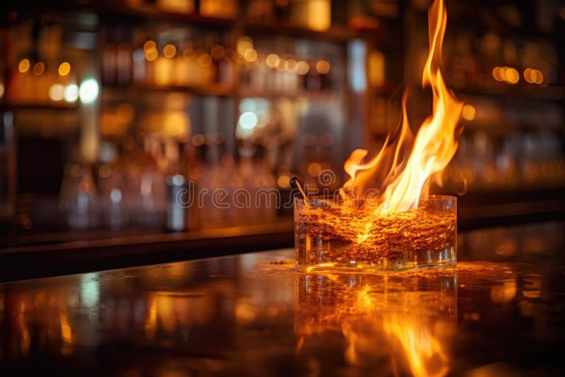Close-up of Flame Flickering in Dimly Lit Bar Stock Photo - Image of ...