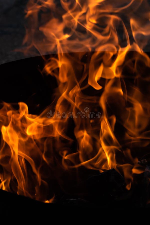 Close Up of the Flames of a Small Bonfire Burning Outdoors, Campfire in ...