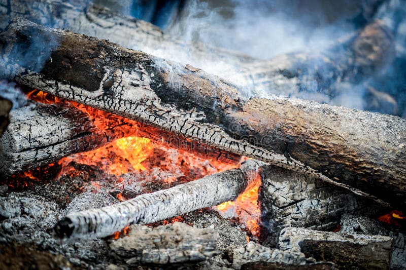 Close Up of Flames and Smoke in a Fire Place Stock Image - Image of ...
