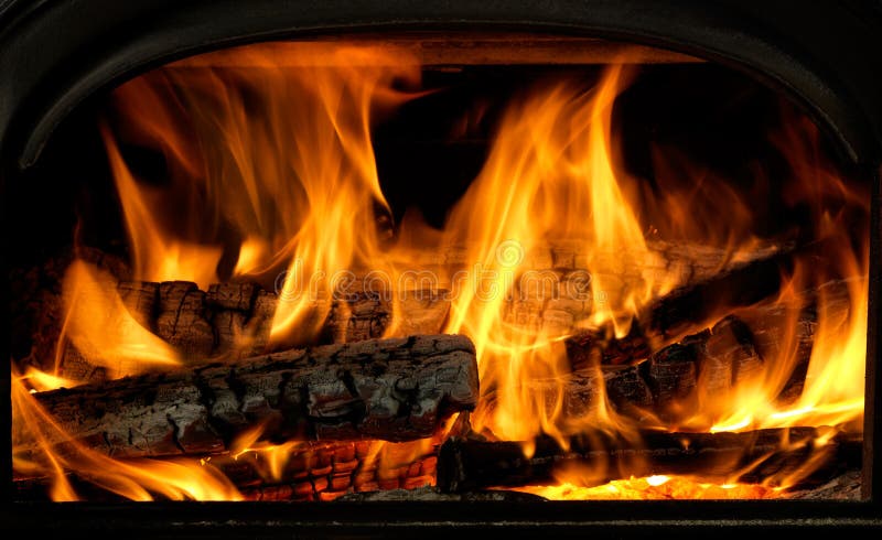 Close Up of Flaming Logs on Fire Stock Image - Image of fireplace ...