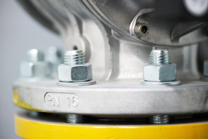 Flanges for Connecting Piping Systems with Bolts and Nuts Stock Photo ...