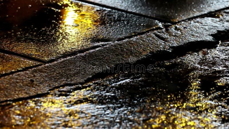 Seamless Loop of Warning Light Reflection on Wet Street Stock Video ...
