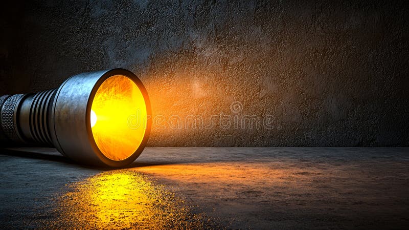 Close-up of a Flashlight Casting Warm Light Stock Illustration ...