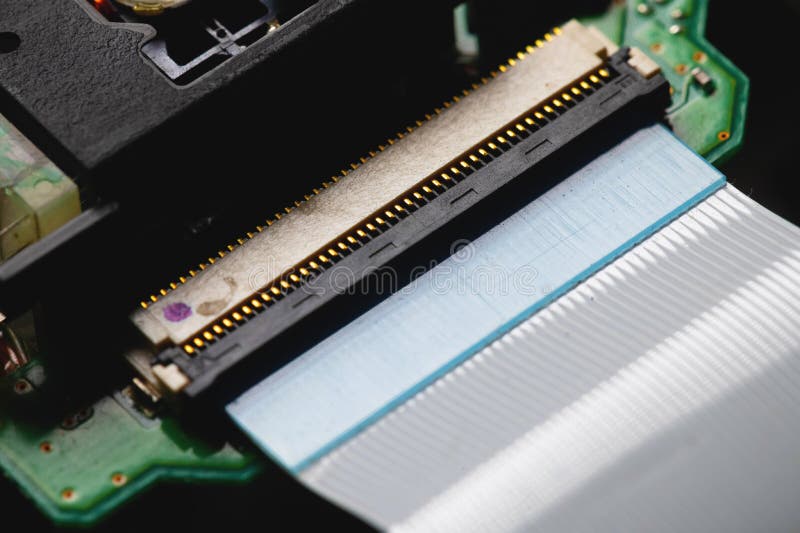 Close-up of Flat Cable and Connector on Green Board Stock Image - Image ...