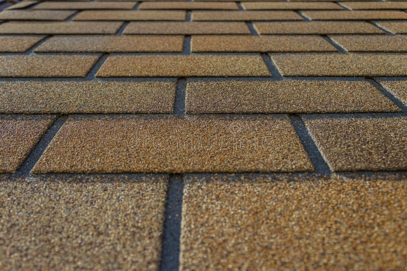 Close-up Flexible Soft Bitumen Tile Shinglas. Construction Landscaping ...
