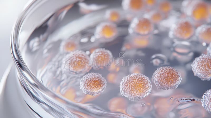 Close-up of Floating Spheres in Water Demonstrating Unique Microscopic ...